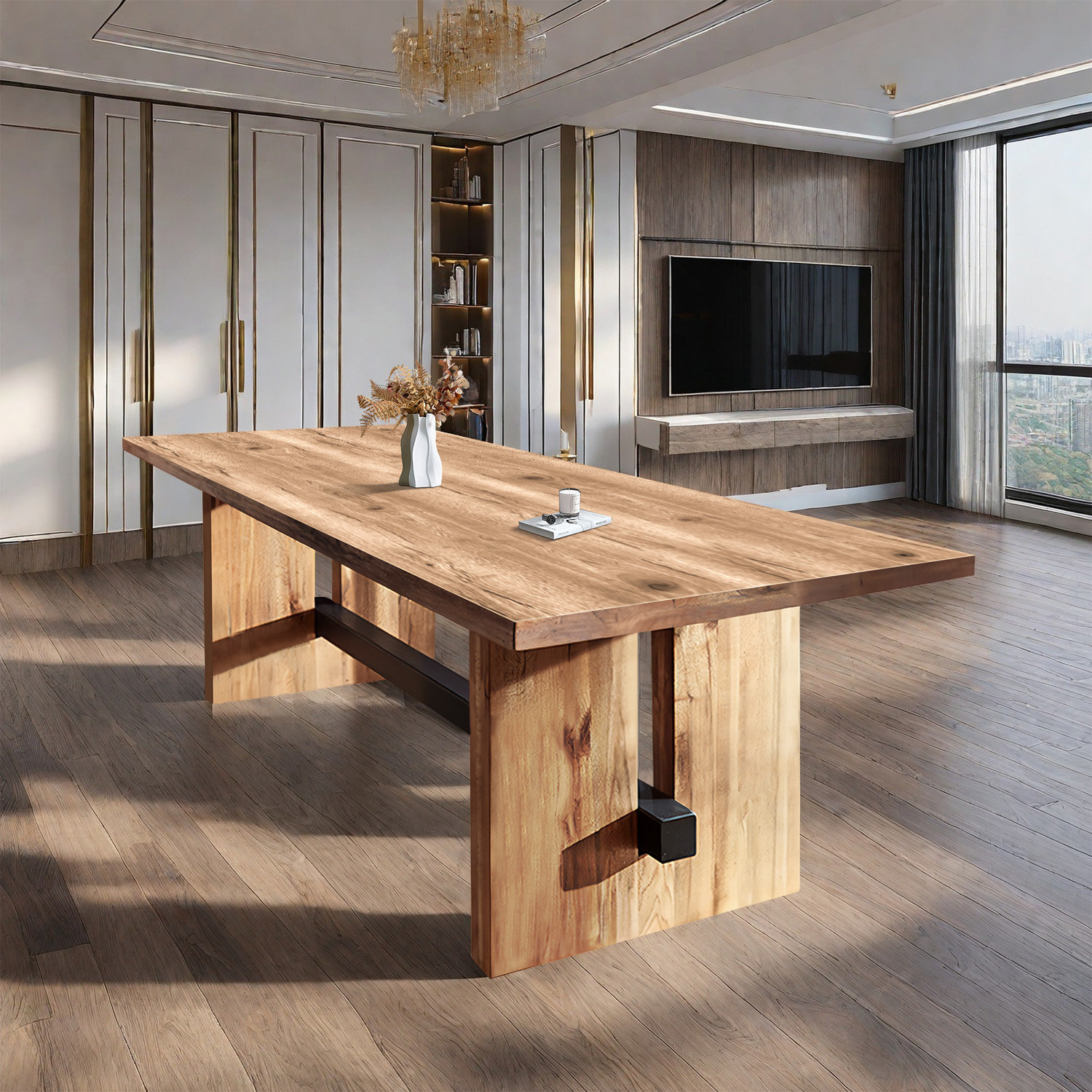 Loon Peak Rectangular solid wood dining table 1.97 "thick - Wayfair Canada